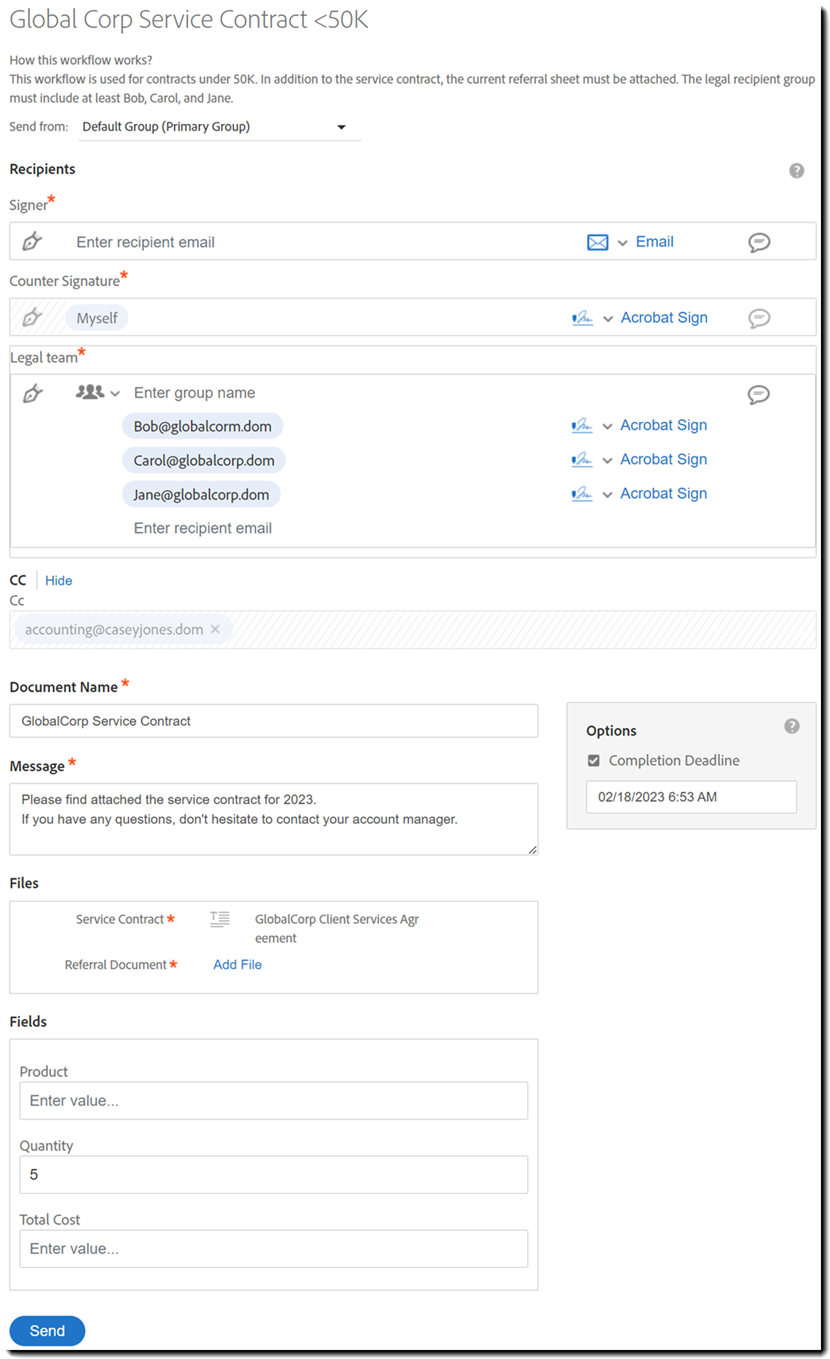 Overview and configuration for custom sending workflows